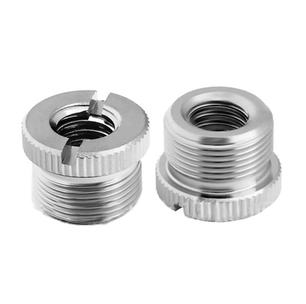 Australasian Mic Stand Thread Adapter with Knurled Collar - 3/8 to 5/8 Inch